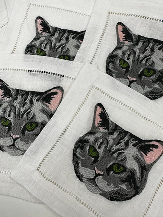 Custom Embroidered Dog Cocktail Napkins | Custom Cat Cocktail Napkins ...
