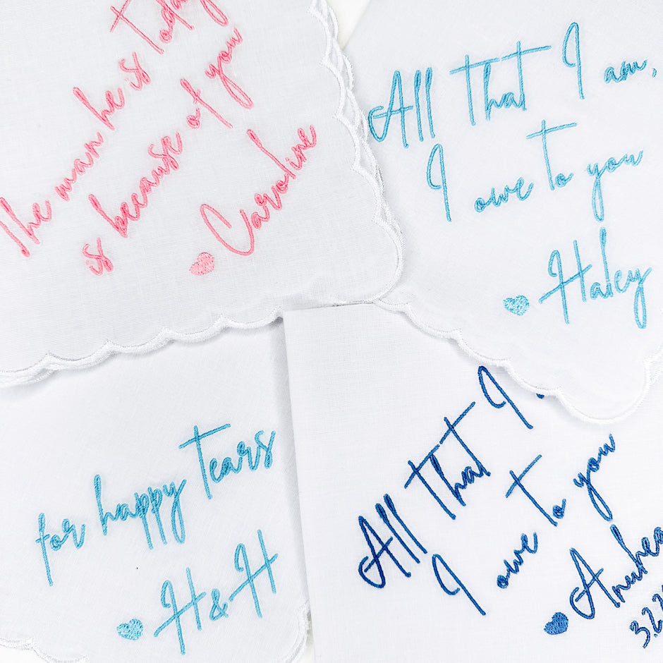 Wedding Handkerchiefs | Embroidered & Monogrammed Gifts