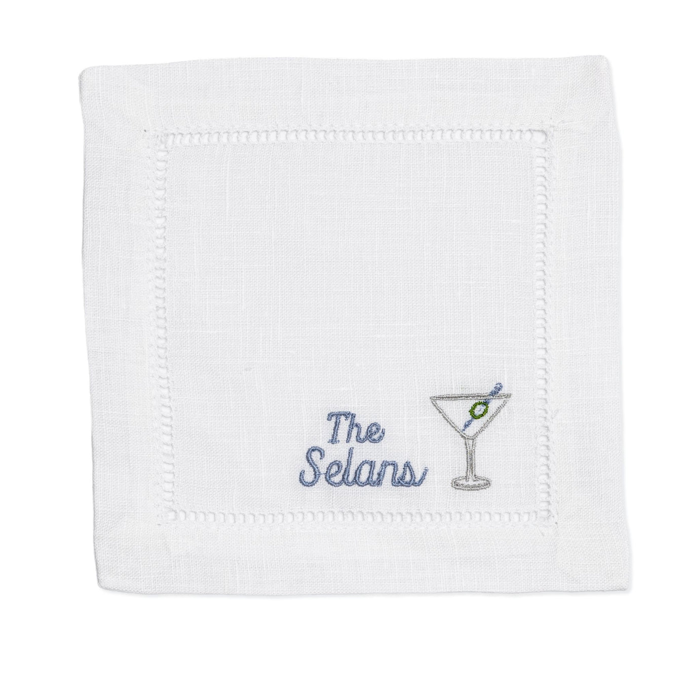 Embroidered Cocktail Napkins with Martini Glass and Personalized Minim ...
