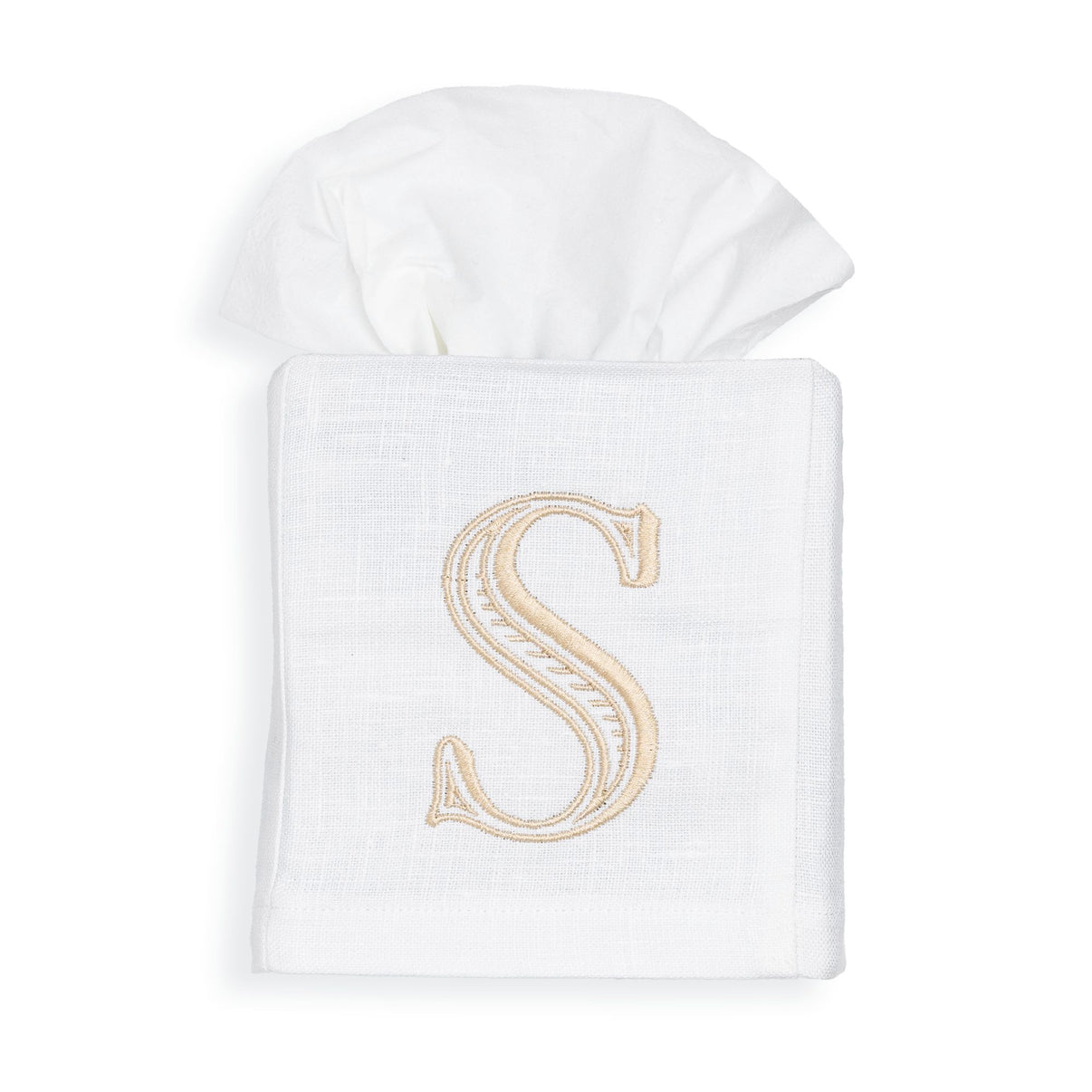 Embroidered Tissue Box Cover – Formal Single Letter Monogram