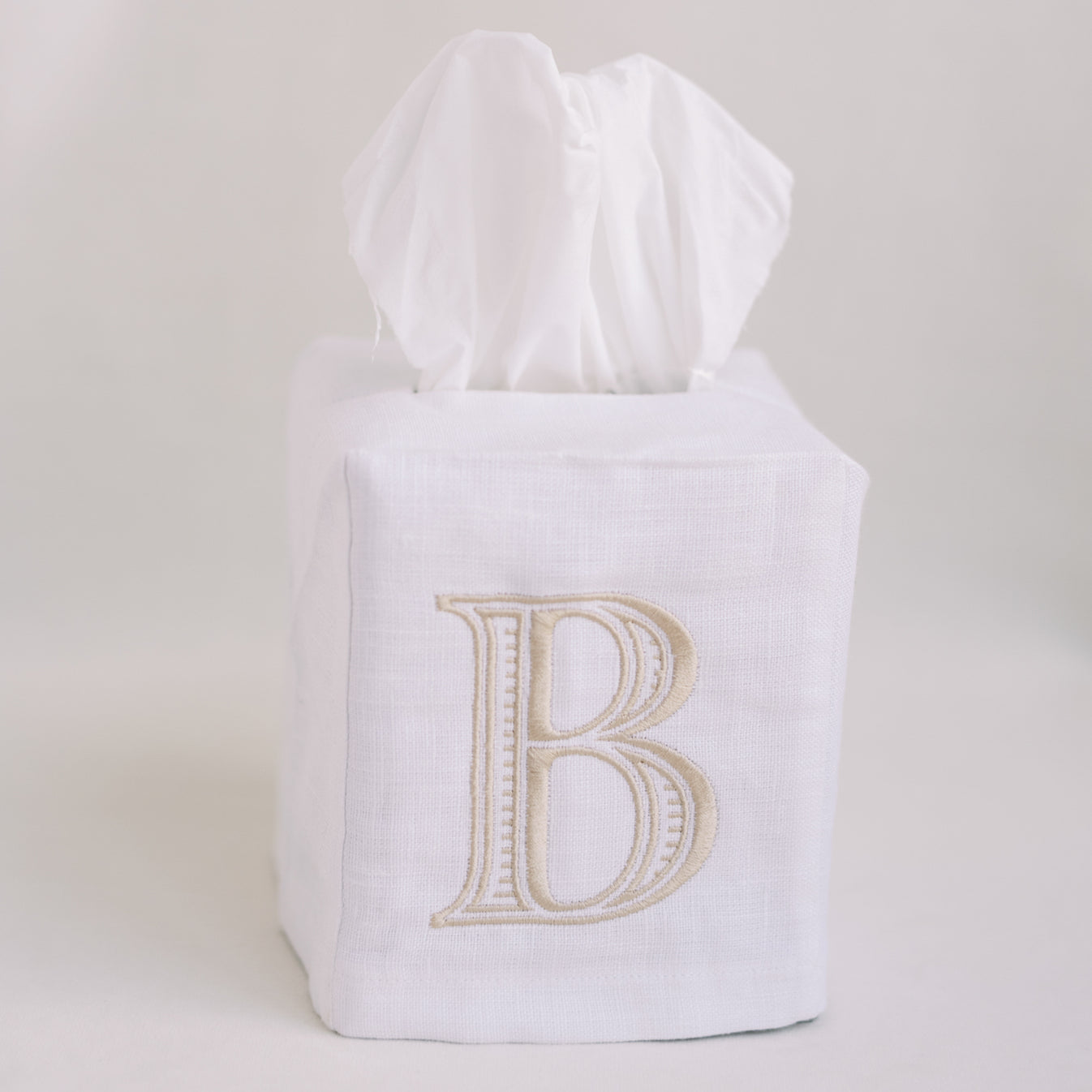 Embroidered Tissue Box Cover with Single Letter Formal Monogram ...