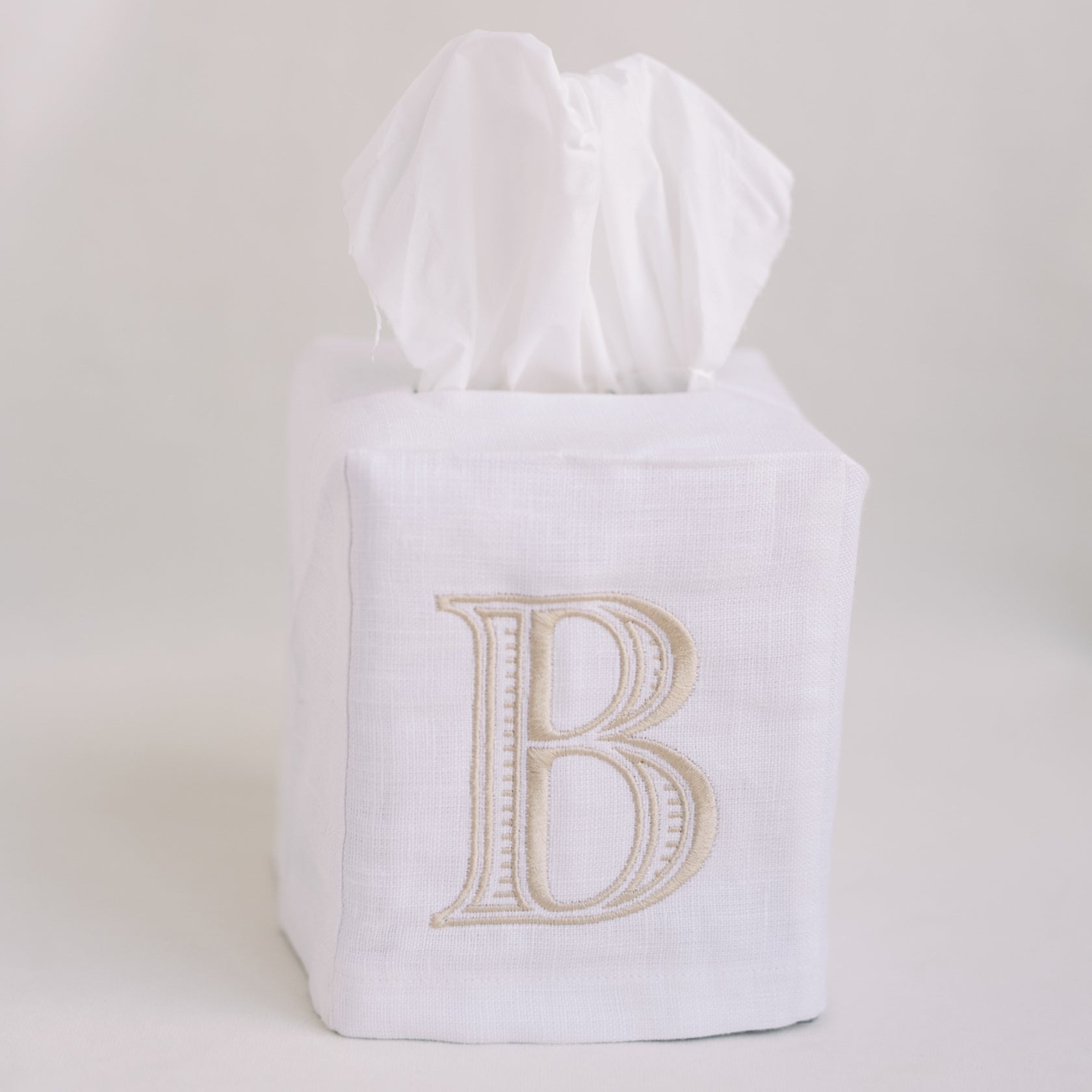 Embroidered Tissue Box Cover with Single Letter Formal Monogram ...