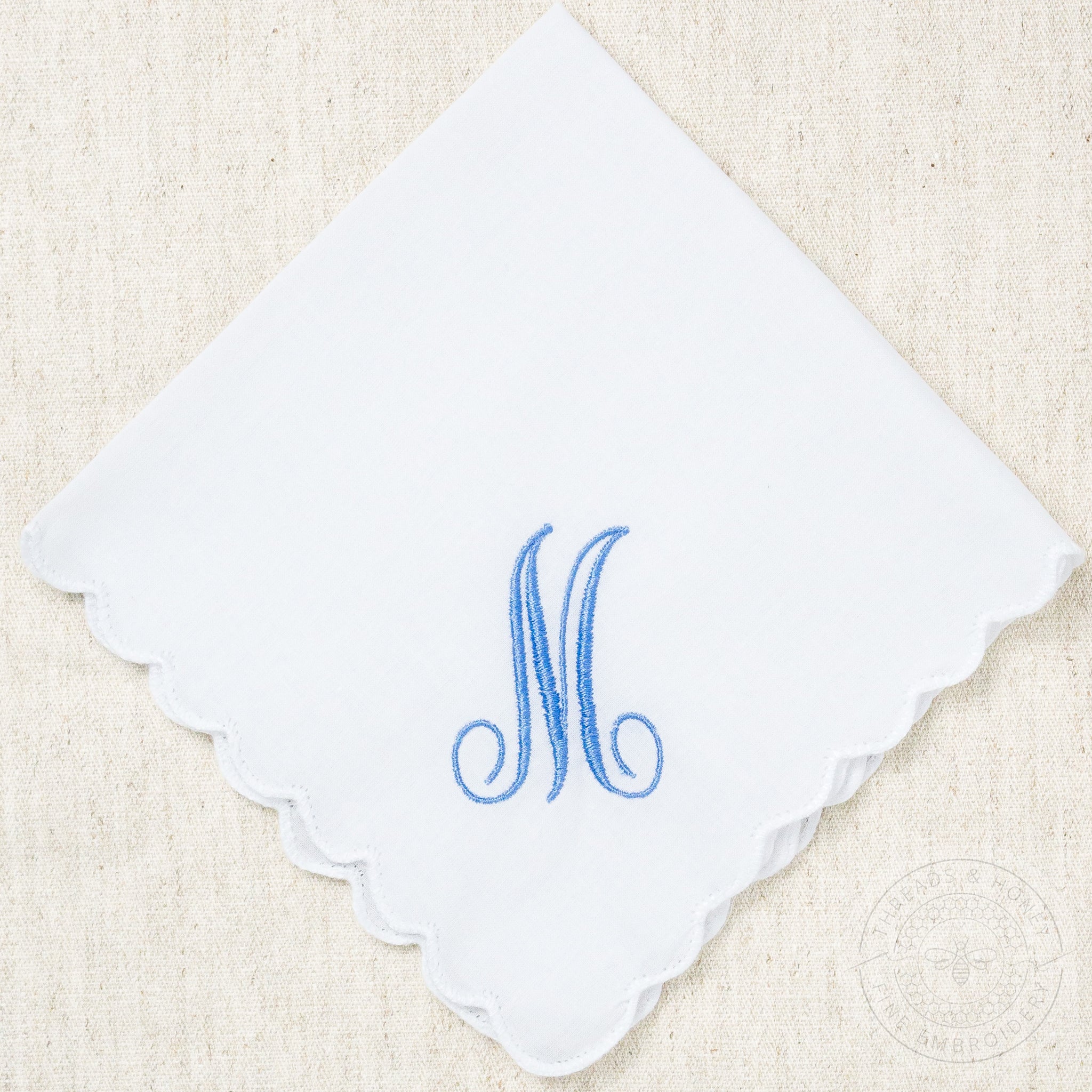 Calligraphy Monogram: Ladies' Embroidered Handkerchief – Threads & Honey
