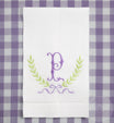 Embroidered Hand Towel with Linen or Cotton Crest Single Letter Monogr ...